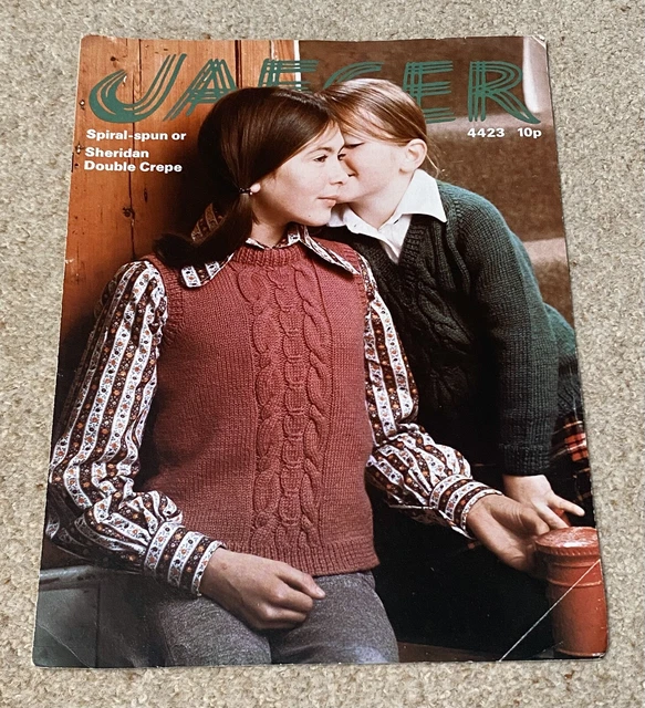 VINTAGE ‘JAEGER KNITTED Sweater’ Knitting Pattern Booklet (No. 4423) £2 ...