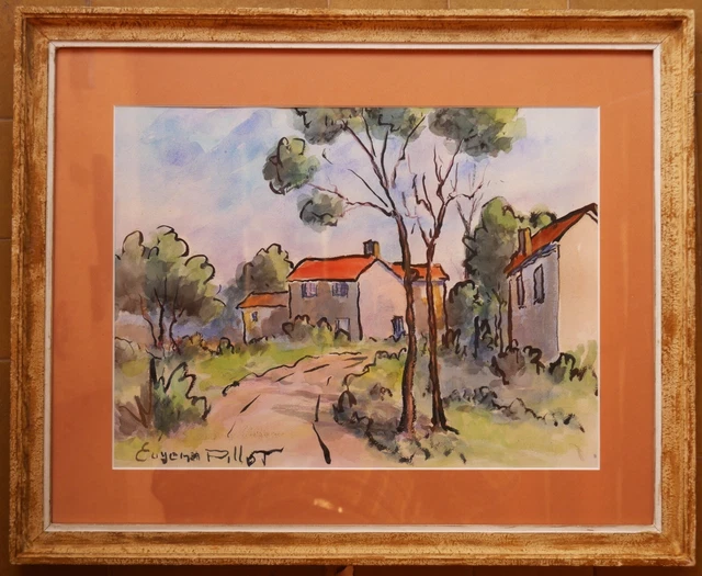 TABLEAU AQUARELLE D'EUGÈNE Pillot (1905-?): paysage provençal EUR 15,00 ...