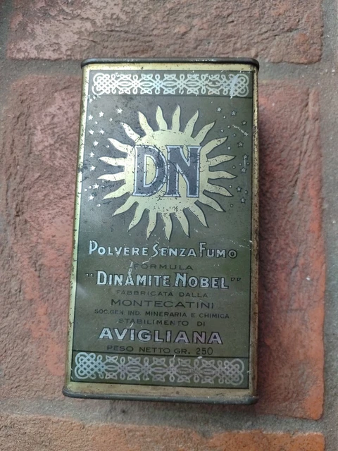 BARATTOLO SCATOLA LATTA DN Polvere da sparo per caccia Nobel Avigliana ...