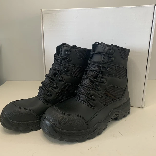 BRITISH ARMY ISSUE Black Leather Hot Weather Safety Combat Boots Size ...