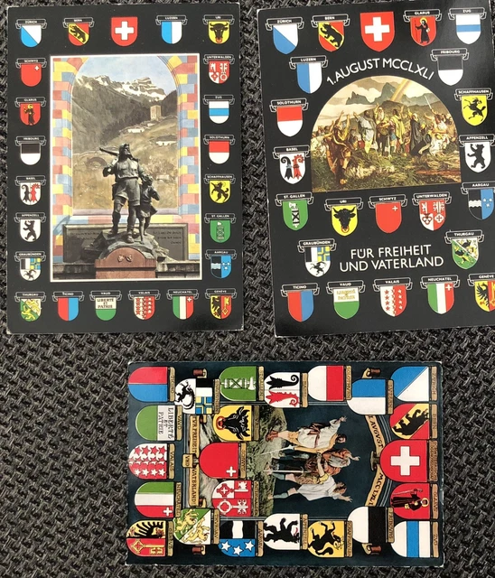 3 ANSICHTSKARTEN: WAPPEN der Schweizer Kantone EUR 2,00 - PicClick DE
