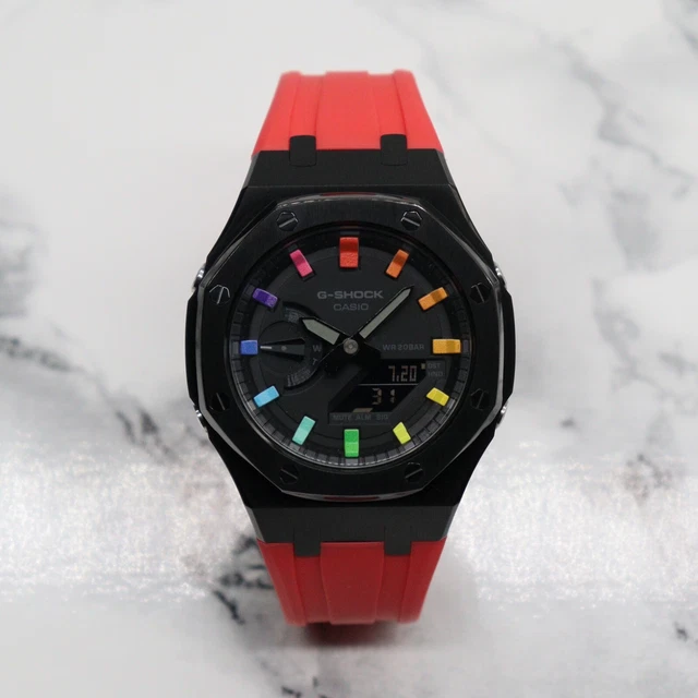 MONTRE CASIO G-SHOCK GA2100 - Custom Casioak Mod Kit Royal Oak - Red ...