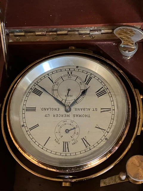 ANTIQUE GIMBALED SHIPS CHRONOMETER (Clock)Thomas Mercer Ltd England ...