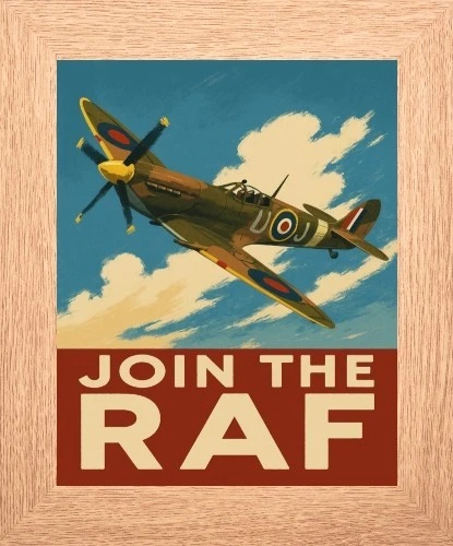 JOIN THE RAF - 2nd WORLD WAR POSTER - RAF SPITFIRE - FRAMED OR PRINT ...