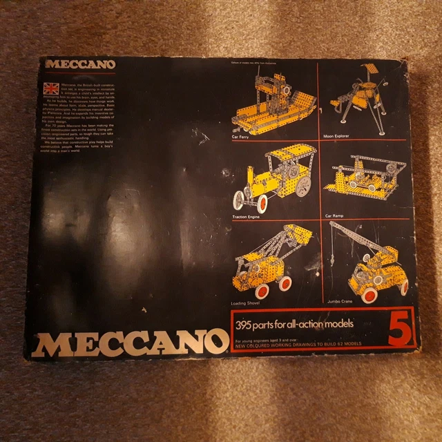 VINTAGE MECCANO SET 5 ,1970's COMPLETE IN ORIGINAL BOX, WITH MANUALS. £ ...