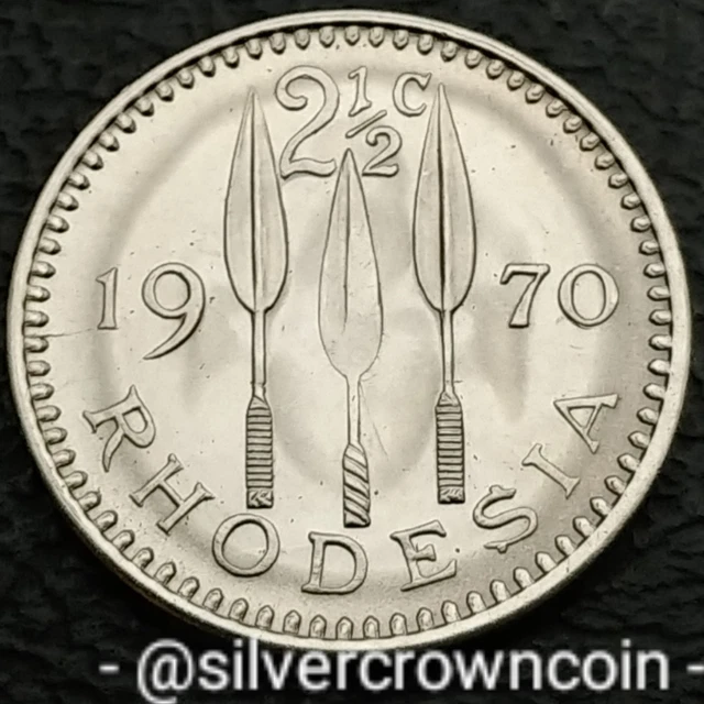 RHODESIA ZIMBABWE 🇿🇼 2 1/2 Cents 1970. KM#11. Two & Half Pence coin. 3 ...