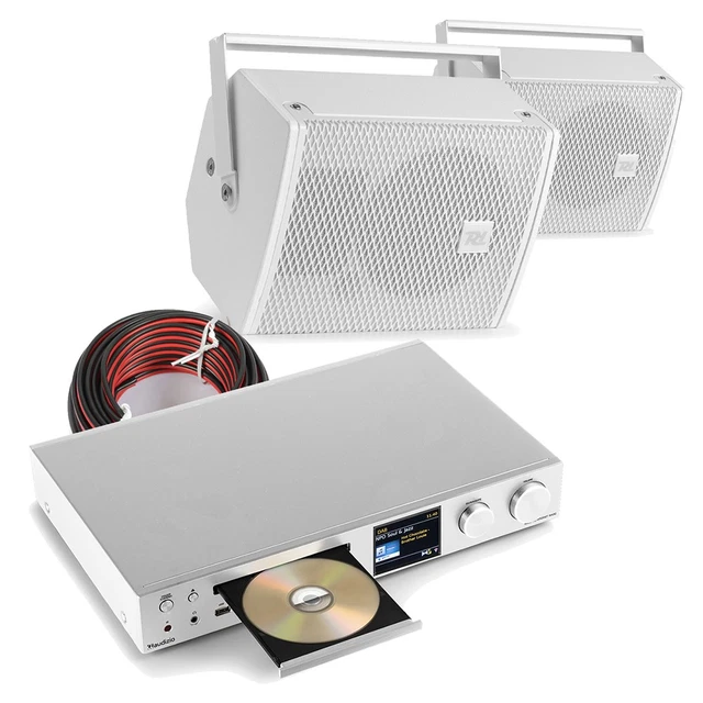 WALL MOUNT STEREO Speaker System with Bluetooth, CD Player, TV Input ...