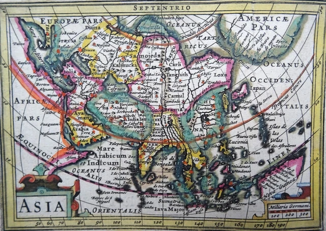ASIA, KOREA AS island, Alaska, Australia.. early map Bertius/Hondius ...