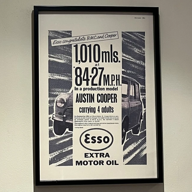 BMC AUSTIN MORRIS Mini Cooper Mk1 Esso 1961 Cool Retro Garage Wall Art ...