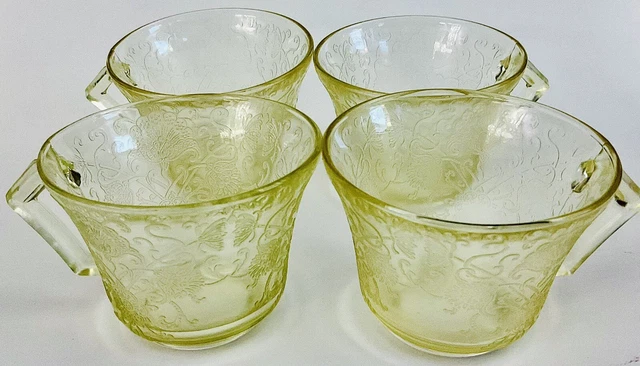 VTG 30S ART Deco Hazel Atlas Depression Glass Florentine Pattern Set Of ...