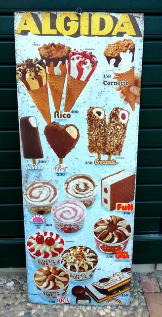 TABELLA GELATI ALGIDA latta targa gelato cartello insegna anni 70 epoca ...