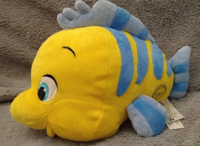 DISNEY STORE FLOUNDER Soft Toy Little Mermaid Fish Excellent Condition ...