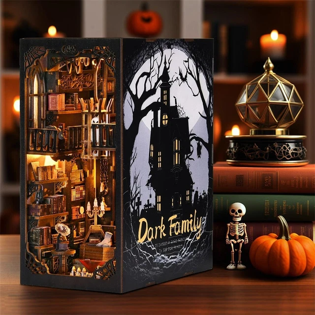DIY WOODEN DARK Addams Family Book Nook Mini Wednesday House Bookshelf ...