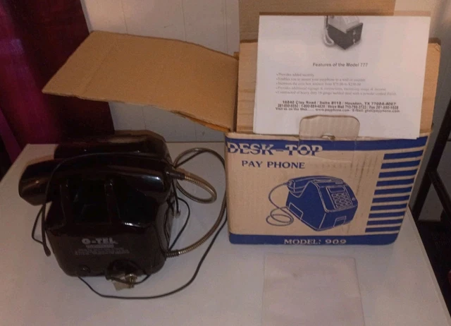 PAY PHONE VINTAGE G Tel Desk Top Model 909 Black Collectable, RARE Item ...