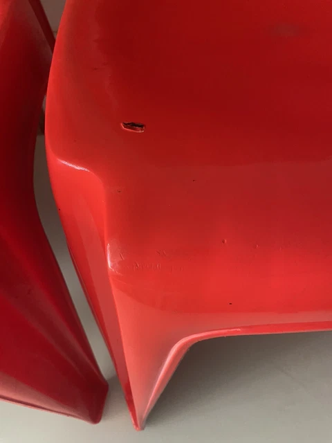 RETRO VINTAGE SEBEL Integra 4 X Full Size Stackable Red Plastic Chairs ...