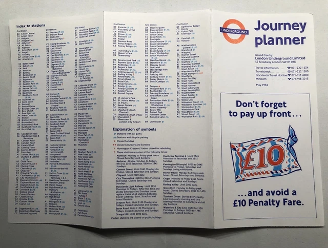 LONDON UNDERGROUND TUBE Map Journey Planner from 1994! £1.75 - PicClick UK