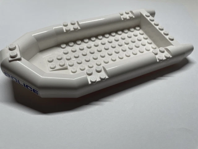 LEGO 1 X white Boat, Rubber Raft, Large w/ police stickers from set ...