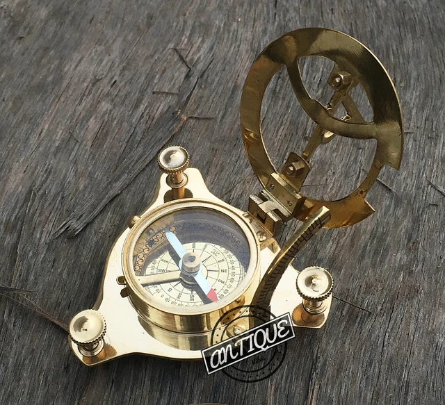 SUNDIAL COMPASS BRASS construction navigational instrument gifts for ...