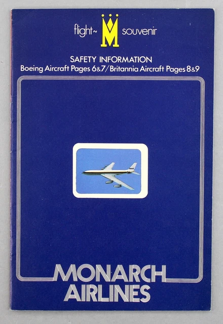 MONARCH AIRLINES BRISTOL Britannia Boeing 720B Safety Card Booklet ...