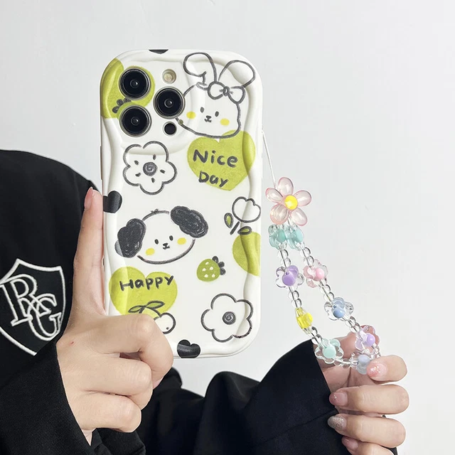 FOR VARIOUS PHONE Cute Cartoon 2D Cream Edge +Bracelet Soft Case Cover ...