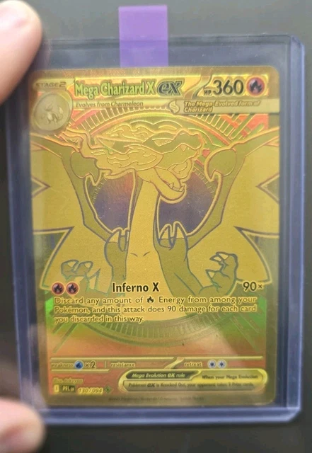 POKÉMON TCG - Phantasmal Flames - Gold Mega Charizard X Ex 130/094 £300 ...