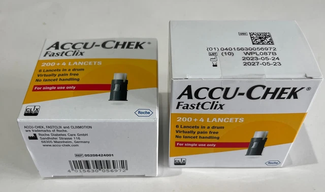 2 X NEW Accu-Chek Fast Clix lancets - 204 lancets 2 x BOXES SEALED EXP ...