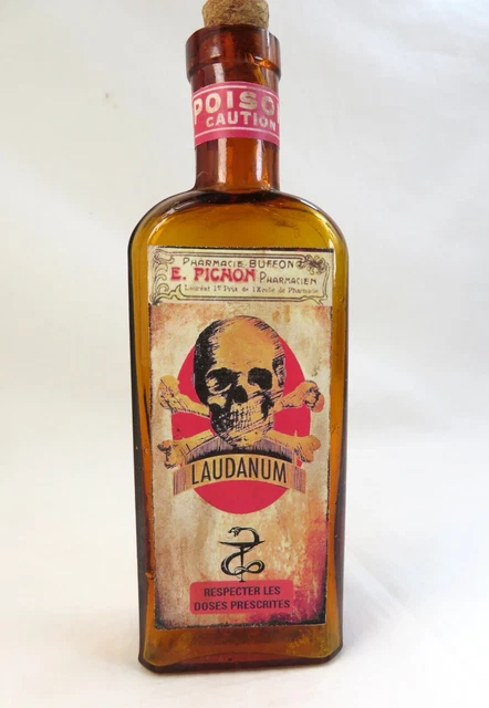 FLACON DE PHARMACIE ou d'Apothicaire ancien customisé "Poison LAUDANUM ...