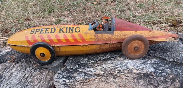 RARE RARE ANTIQUE MARX SPEED KING Race Car Tin Litho Wind Up Toy 1930s ...