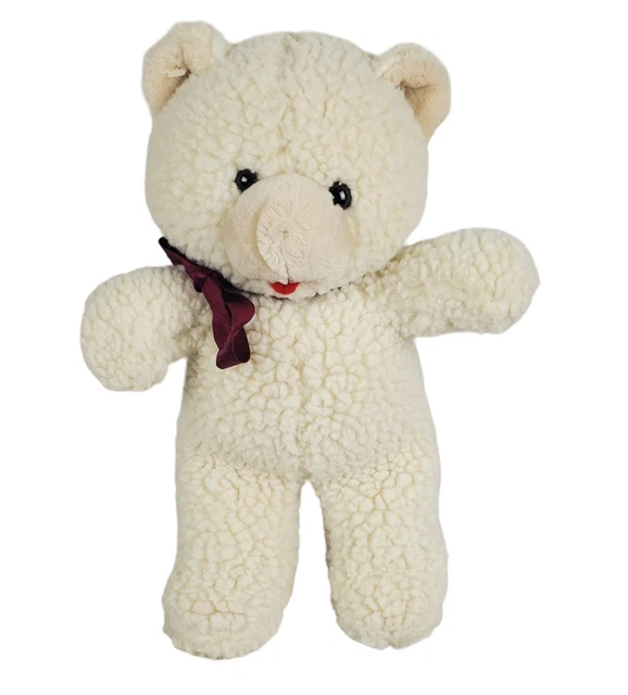 VINTAGE ETONE TEDDY Bear Plush 14" Cream Red Tongue Stuffed Animal ...
