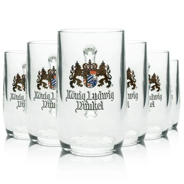 6X KÖNIG LUDWIG Bier Glas 0,5l Seidel Dunkel Sahm Henkel Gläser Krüge ...