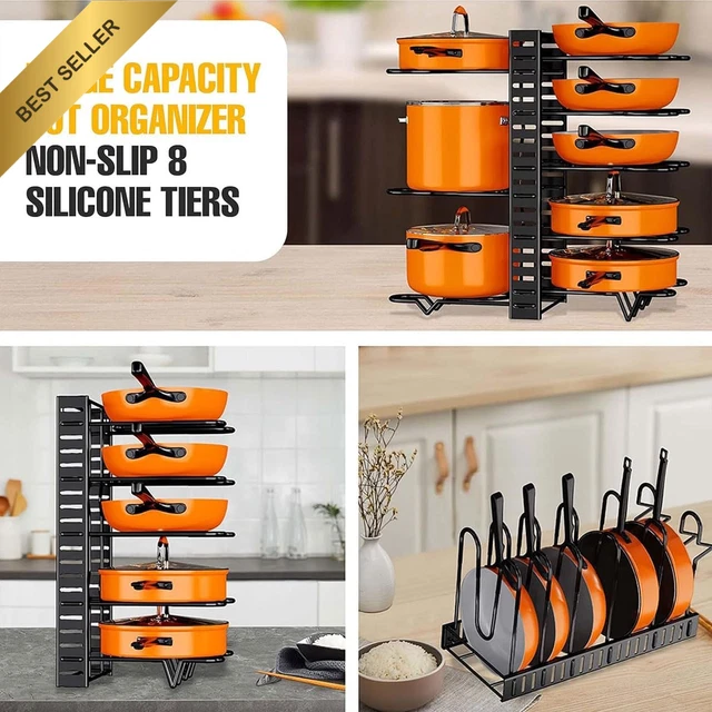 MULTI-LAYER POT RACK – Adjustable Kitchen Pot Lid Storage Rack ...