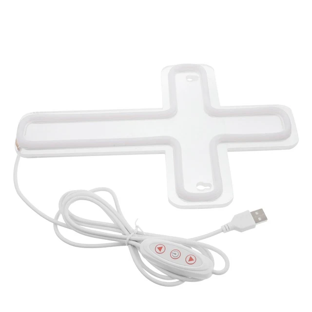 CROSS NEON SIGN: 11.4x7.9in LED Wall Decor Warm White Lighting for ...