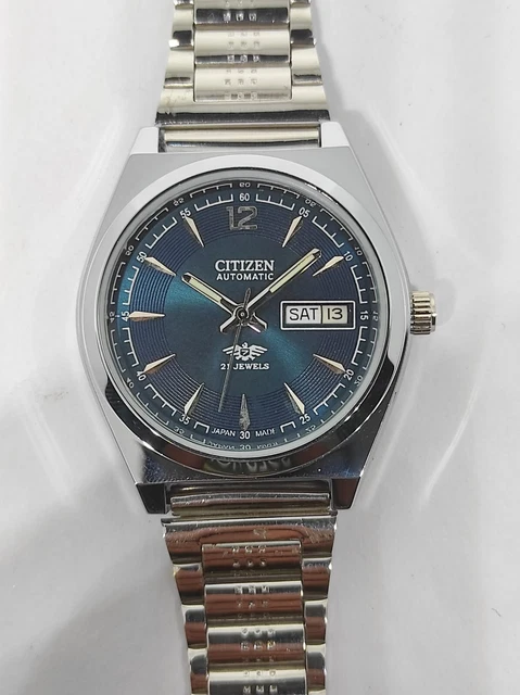 VINTAGE CITIZEN AUTOMATIC Cal-8200 21Jewel Blue Dial Steel Silver Japan ...