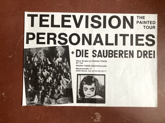 TELEVISION PERSONALITIES 1985 German Vintage Tour Concert Poster ...