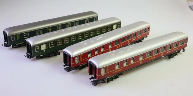 4 MÄRKLIN PERSONENWAGEN:ABTEILWAGEN + 2*DSG Speisewagen+Gepäckwagen Blech Licht EUR 40,41 ...