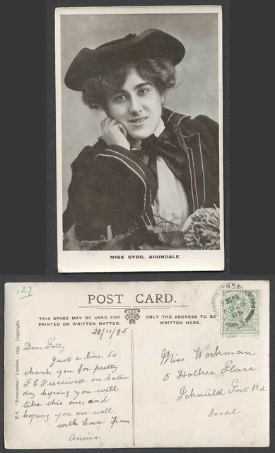 EDWARDIAN ACTRESS MISS SYBIL ARUNDALE Hat 1905 Old Real Photo Postcard Bromotone £1.99 - PicClick UK