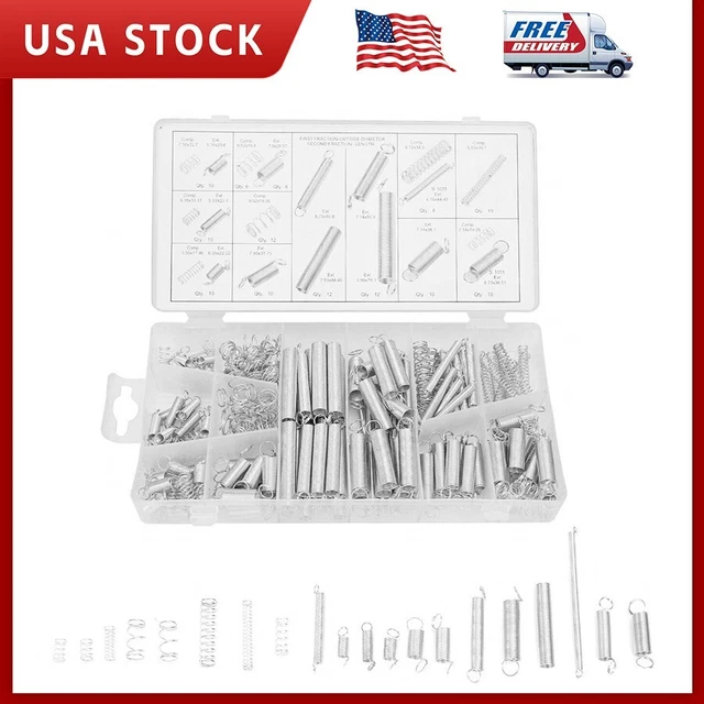 SPRING ASSORTMENT SET, 200 Piece, Extension and Compression Springs Kit ...