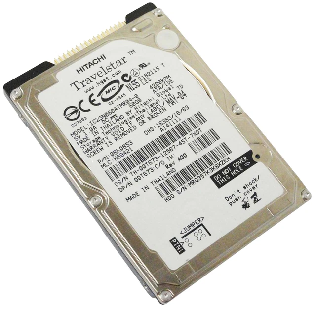 DISQUE DUR HDD Ide Pata 2,5 " 60GB Ordinateur Portable PC hitachi EUR ...