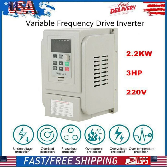 3HP 220V 2.2KW Variable Frequency Drive Inverter CNC VFD VSD Single to 3 Phase EUR 97,31 ...