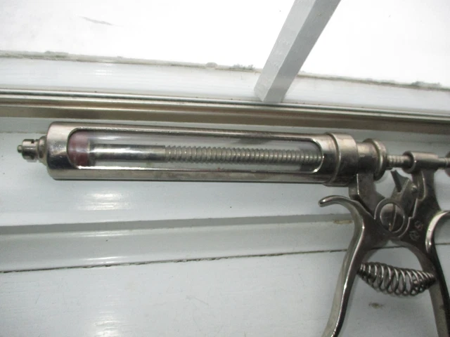 LIVESTOCK INJECTION SYRINGE StainlessSteel Vaccination Gun Cow Pig ...