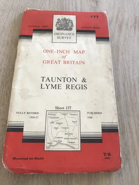 VINTAGE ORDNANCE SURVEY One Inch Map Sheet 177 Taunton And Lyme Regis £ ...