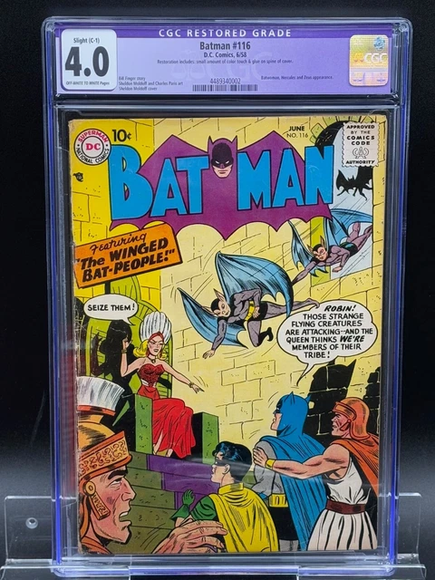 BATMAN #116 CGC 4.0 Purple Label (Restored) 1958 (Batwoman, Zeus ...