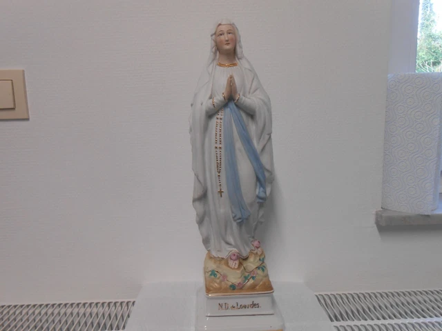 ANCIENNE GRANDE STATUE SAINTE VIERGE MARIE NOTRE DAME DE LOURDES 45 CM ...