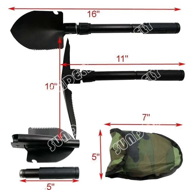 ARMY MILITARY FOLDING Spade Shovel Pick Axe Camping Metal Detecting ...
