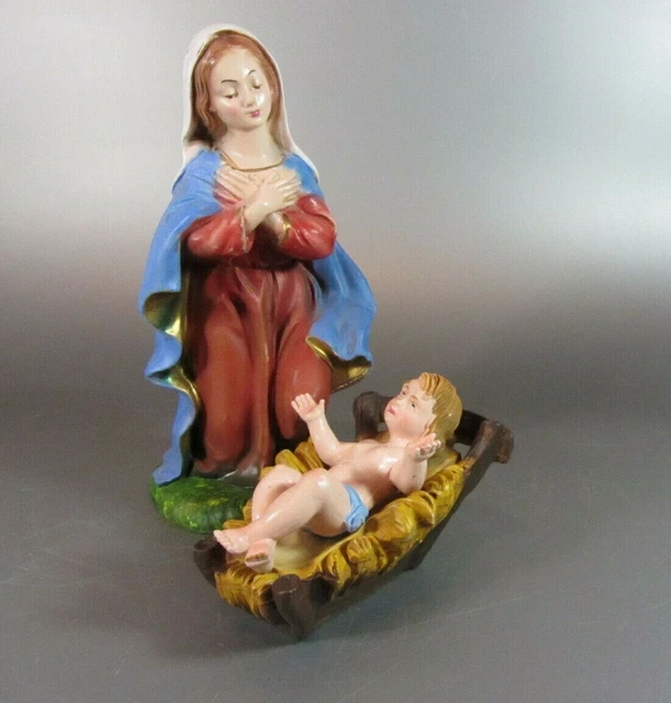 VINTAGE NATIVITY 12& Scale Baby Jesus Mary Kneeling Christmas paper ...