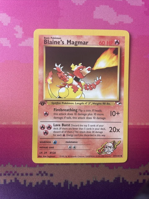 POKEMON CARD BLAINE'S Magmar 1st Edition Uncommon Gym Heroes 37/132 ...