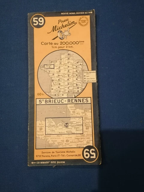 OLD ROAD MAP St Brieux-Rennes, department 59 of 1948 £4.31 - PicClick UK