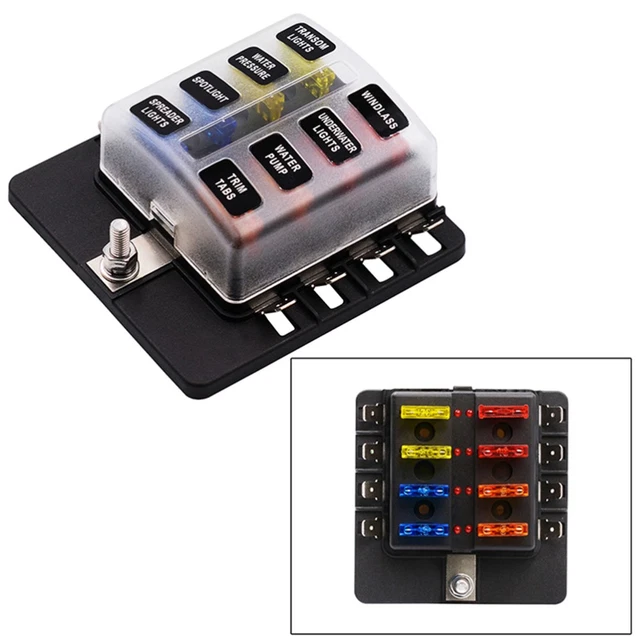 12-30V 1 IN 8 Out Car RV Fuse Box Base Insurance Insert PC Terminal £15 ...