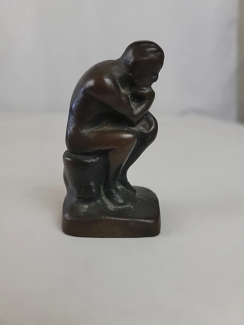 VINTAGE CAST IRON Mini Statue "The Thinker" Paperweight 2.5 Inches Tall ...