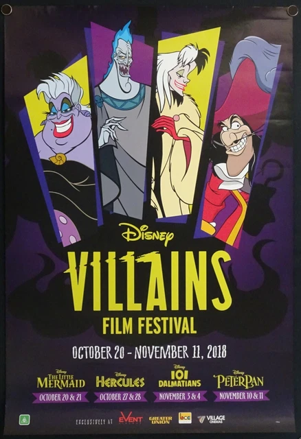 DISNEY VILLAINS (2018) Australian One Sheet PETER PAN LITTLE MERMAID £ ...